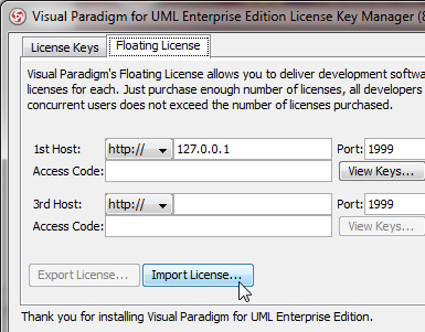 Import floating license back to server - Visual Paradigm Know-how