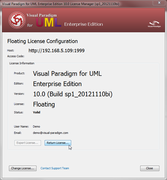 Import floating license back to server - Visual Paradigm Know-how