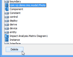 Delete model element in Viewless Model Element dialog - Visual Paradigm Know-how