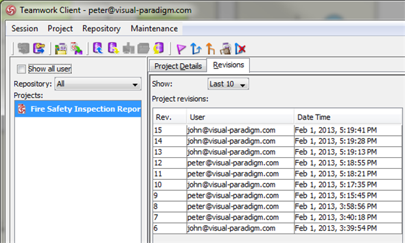 Revision histories of the migrated project - Visual Paradigm Know-how
