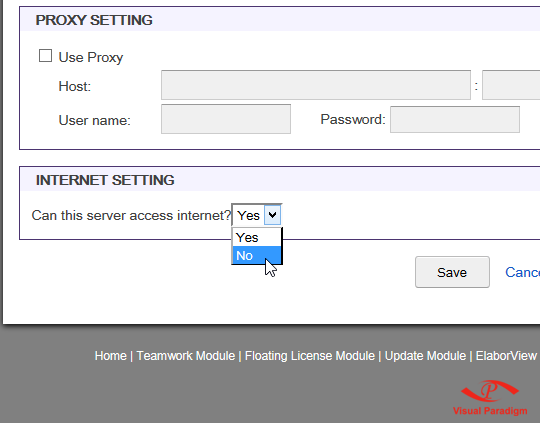 Select no Internet connection for update module. - Visual Paradigm Know-how