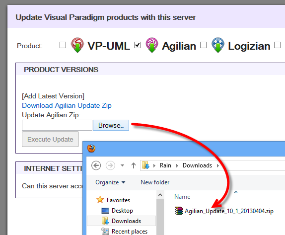 Browse for the update package. - Visual Paradigm Know-how