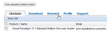 Select Renewal tab - Visual Paradigm Know-how